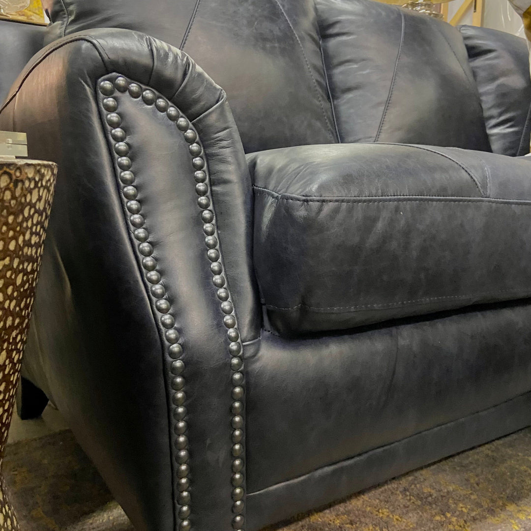 Ansley Sofa, Blue Leather 82' | Huck & Peck