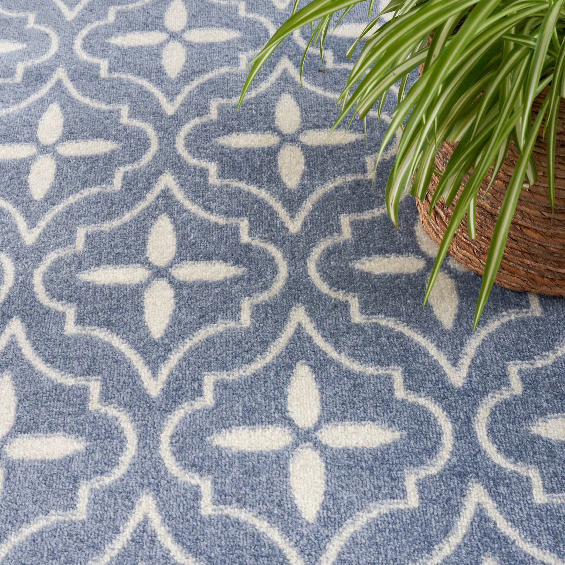 Nourison Essentials Blue Ivory Modern Rug | Huck & Peck