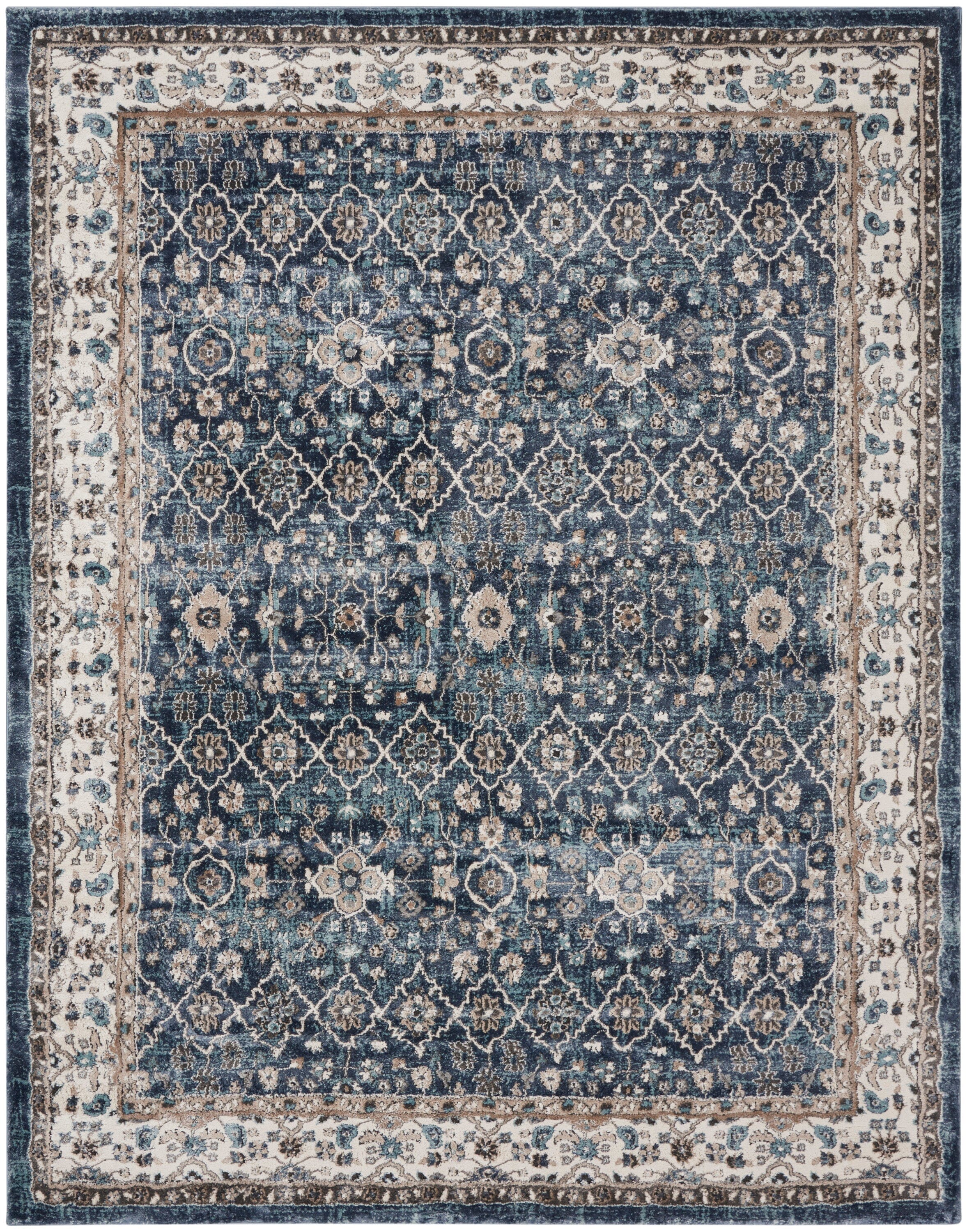 Nourison American Manor 7'10' x 9'10' Blue/Ivory Vintage Indoor Rug ...