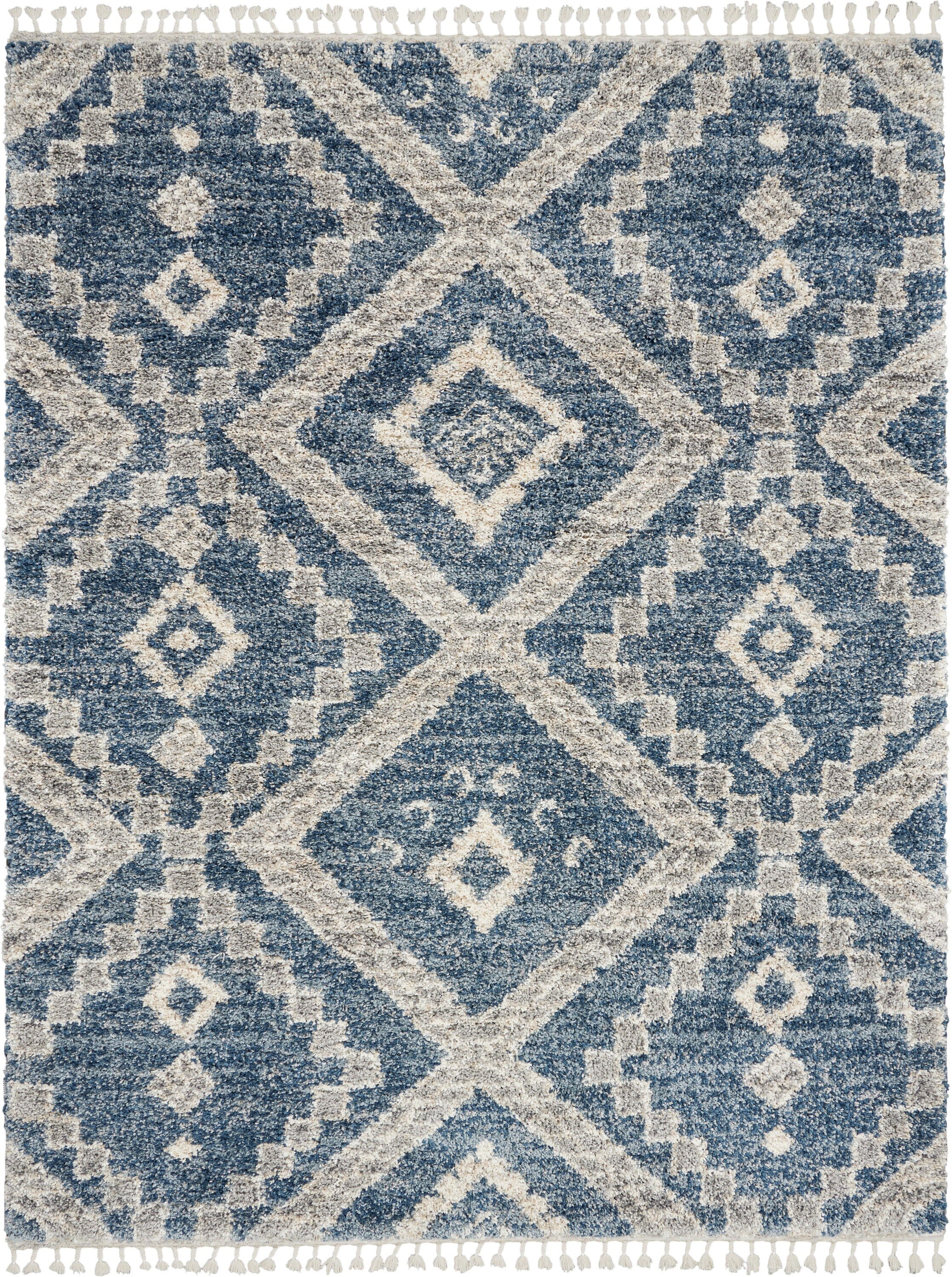 Nourison Oslo Shag 7'10' x 10'6' Denim Blue Shag Indoor Rug | Huck & Peck
