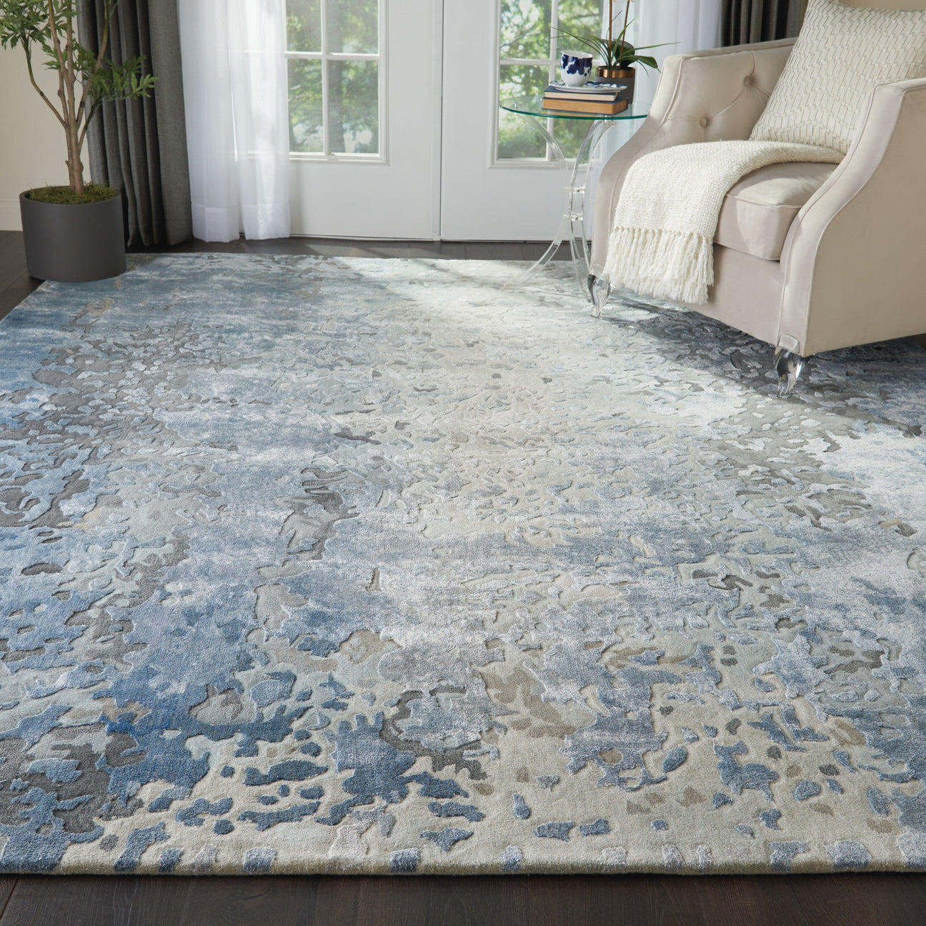 Nourison Prismatic 7'9' x 9'9' Denim Modern Indoor Rug | Huck & Peck