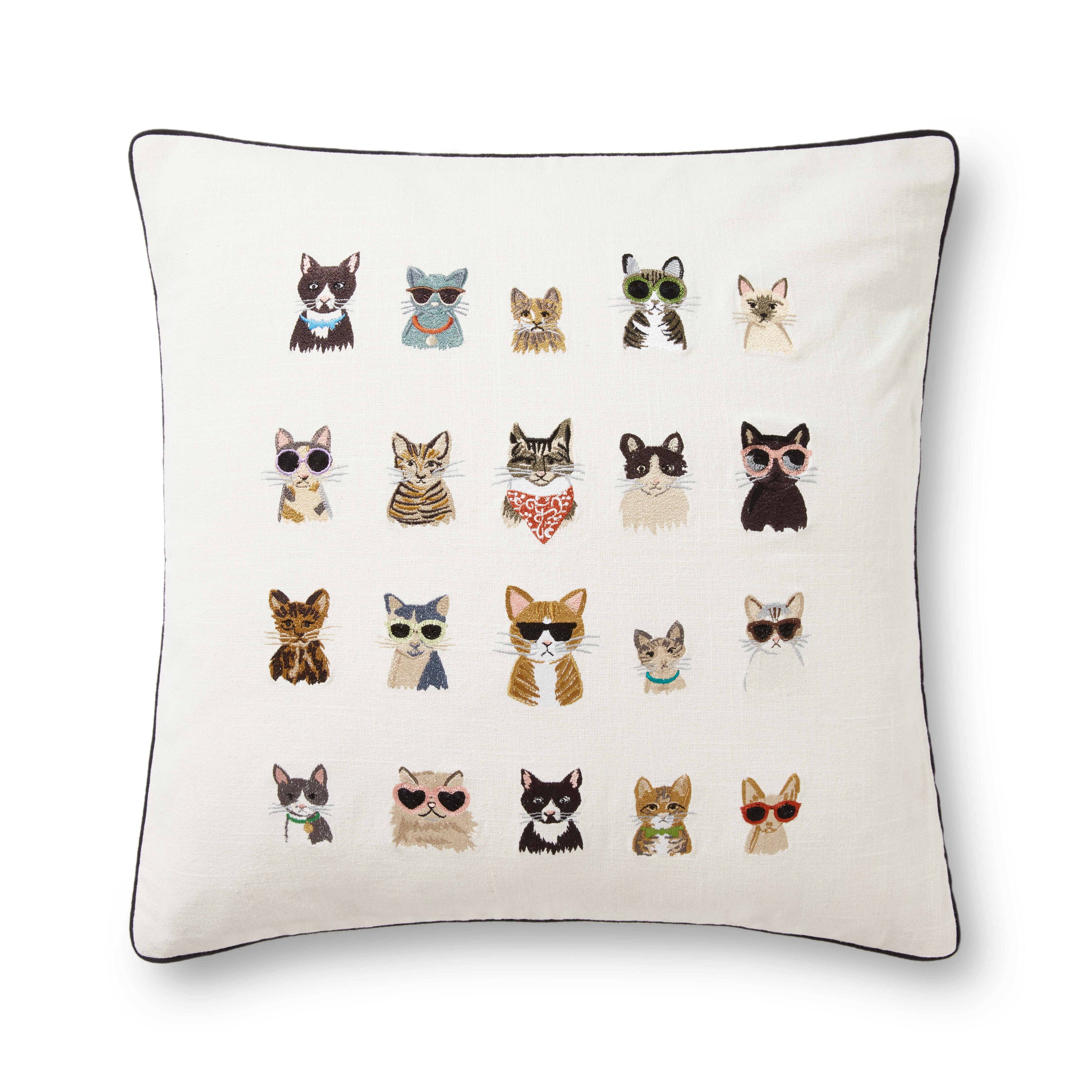 Rifle Paper Co. x Loloi Pillow | Cool Cats Embroidered Pillow | Huck & Peck