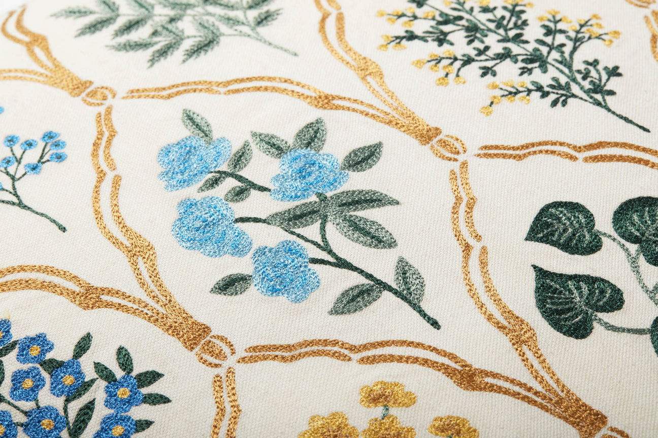 Rifle Paper Co. x Loloi Pillow | Hawthorne Embroidered Pillow | Huck & Peck