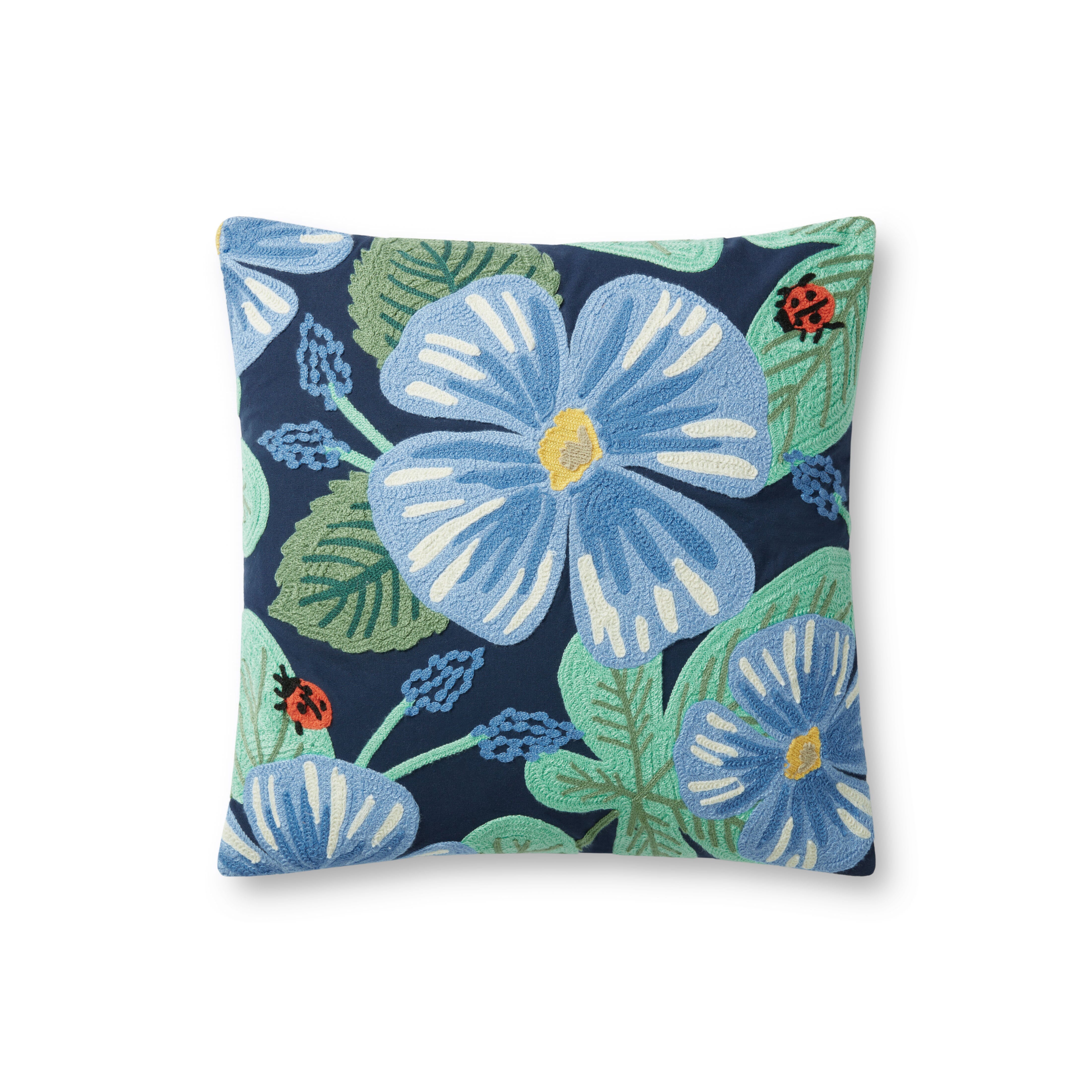 Rifle Paper Co. x Loloi Pillow | Blue Violet Embroidered Pillow | Huck ...